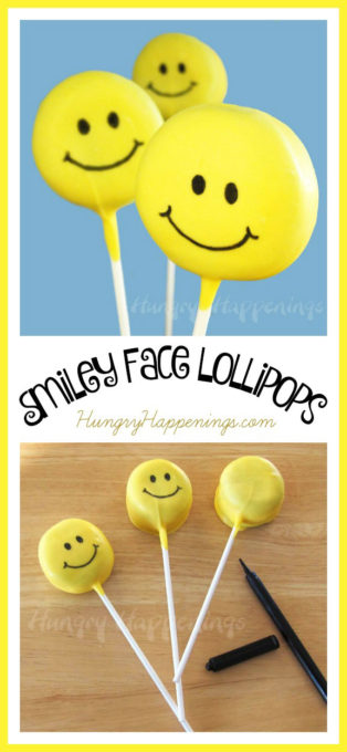 Smiley Face Lollipops - Simple Oreo Cakester Treats