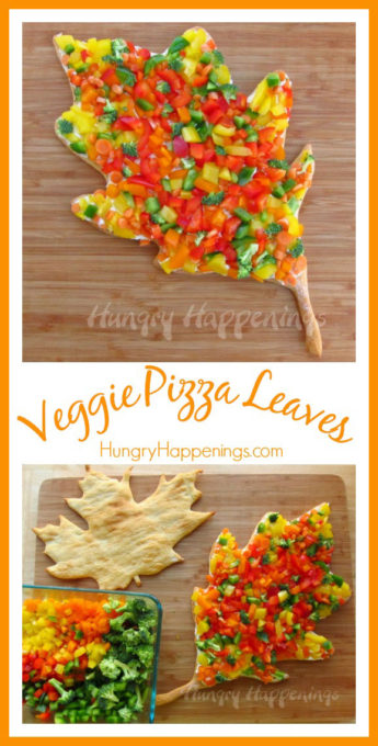 Veggie Pizza Leaves - Fall or Thanksgiving Appetizer