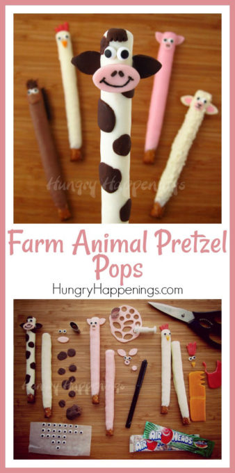Farm Animal Pretzel Pops - Decorated Chocolate Covered Pretzels