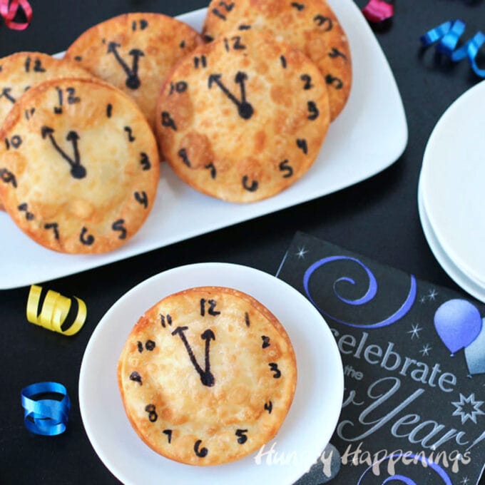 New Year's Eve Appetizers - Fried Won Ton Clocks | Hungry Happenings