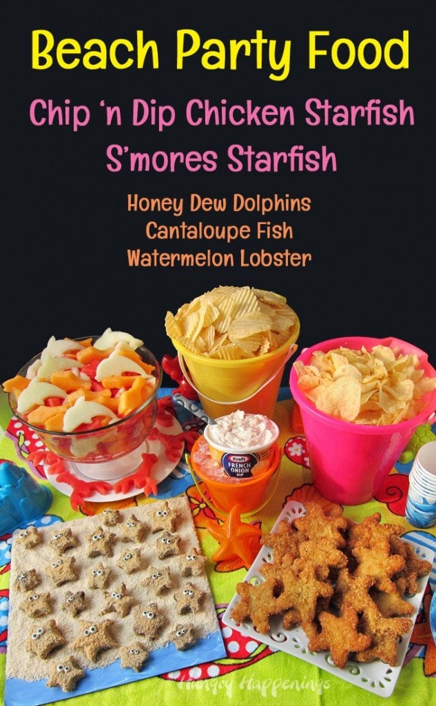 Beach Party Food Ideas featuring Chip and Dip Chicken Nugget Starfish ...