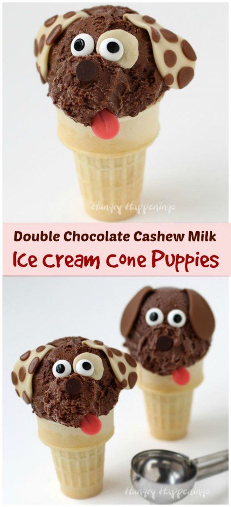 Chocolate Cashew Milk Ice Cream Cone Puppies | Hungry Happenings