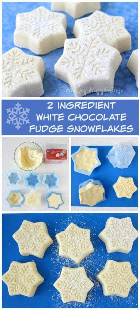 2 Ingredient White Chocolate Fudge Snowflakes | Hungry Happenings