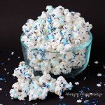 "FROZEN" White Chocolate Popcorn with Snowflakes - Hungry Happenings