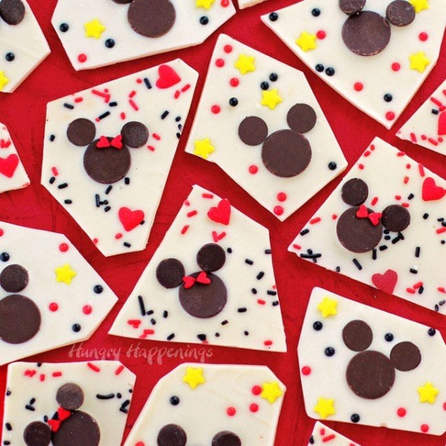 Mickey and Minnie Mouse Chocolate Bark | Hungry Happenings