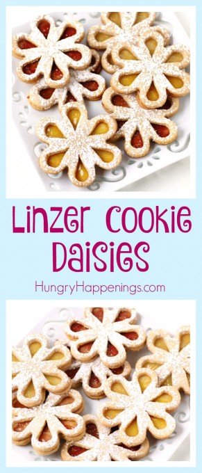 Linzer Cookie Daisies with Raspberry Jam or Lemon Curd