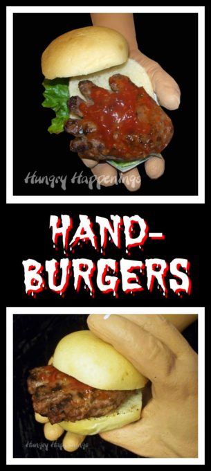 Hand-Burgers (hand shaped hamburgers) - Creepy Halloween Recipe