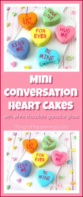 Mini Conversation Heart Cakes