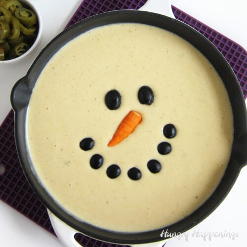 White Queso Dip Snowman - Hungry Happenings